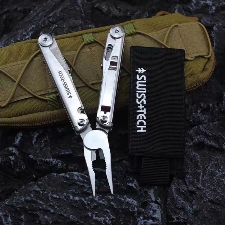 SwissTech 18 in 1 Folding Multitool Combination Tool Pliers Scissors ...