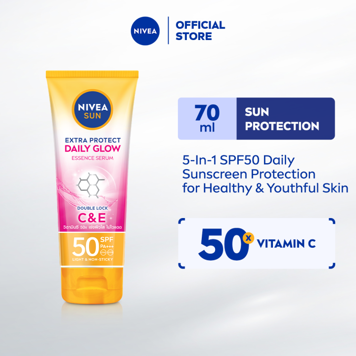 NIVEA Extra Protect & Daily Glow Face & Body Sunscreen SPF50 (70ml ...