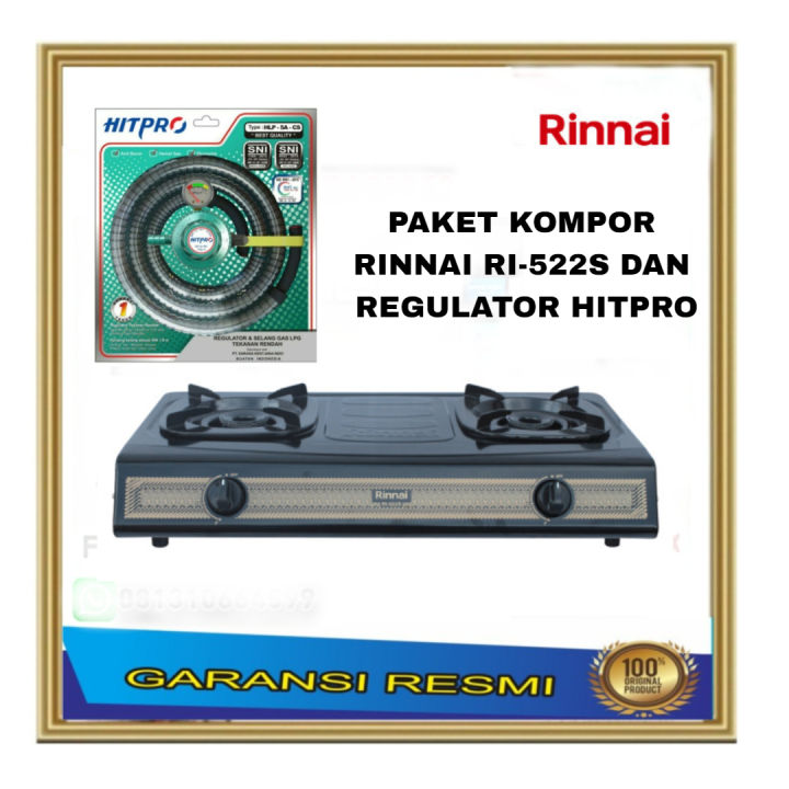 Paket Kompor Rinnai RI-522S Bonus Selang Regulator Hitpro 5ACS | Lazada ...