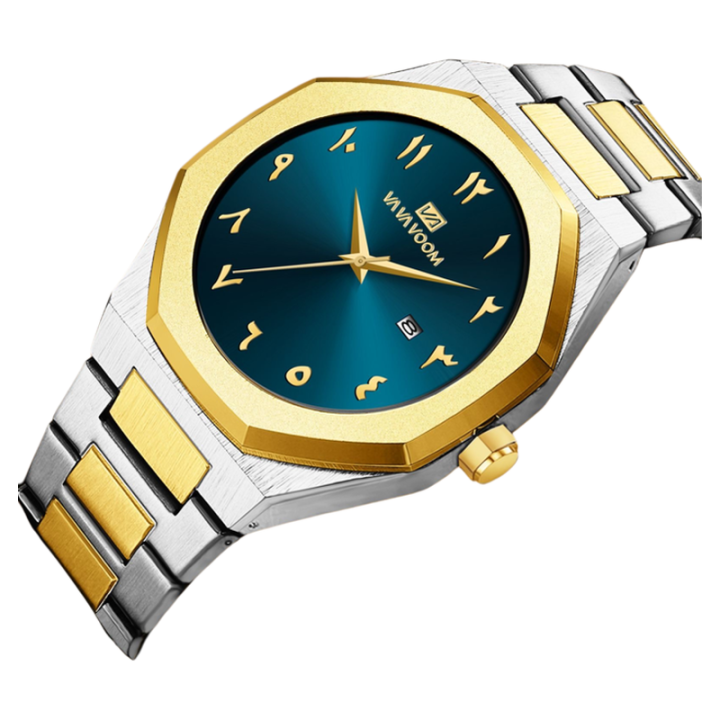Elegant Gold-Tone Quartz Men's Watch with Sapphire Glass and Stainless ...