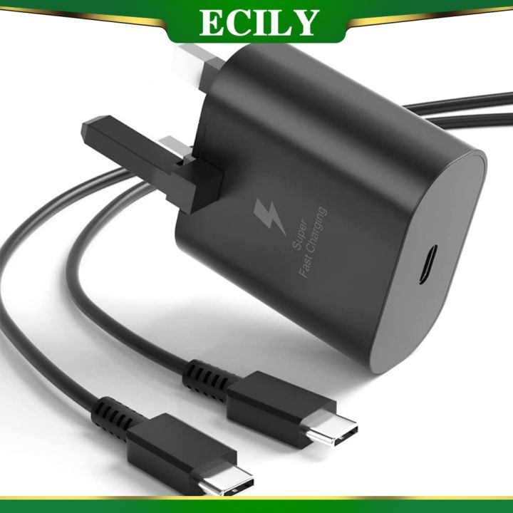 ECILY 25W Super Fast Charging Adapter UK Plug Charger Type C Cable For ...
