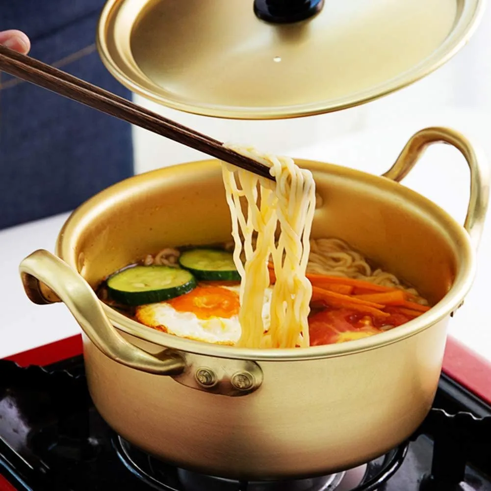 18cm Korean Instant Noodle Pot Stainless Steel Ramen Pot Gold Plated ...