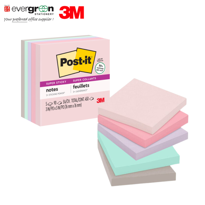 3M Super Sticky Recycled Notes Bali Collection | 3" x 3" | 654-5SSNRP ...