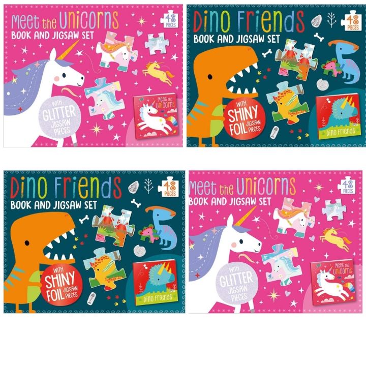 Touch and Play Jigsaw And Book Dino Friends/ Unicorns (makebelieve ...