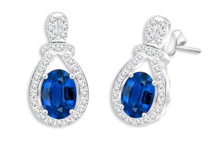 TAKA Jewellery Spectra Kyanite / Ruby Gemstone Diamond Earrings 9K Gold ...