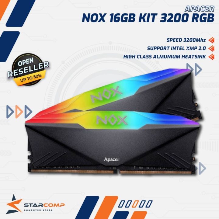 Apacer Nox Rgb 16gb Kit 3200 2x8gb Black Ddr4 Pc Ram 3200mhz Longdimm