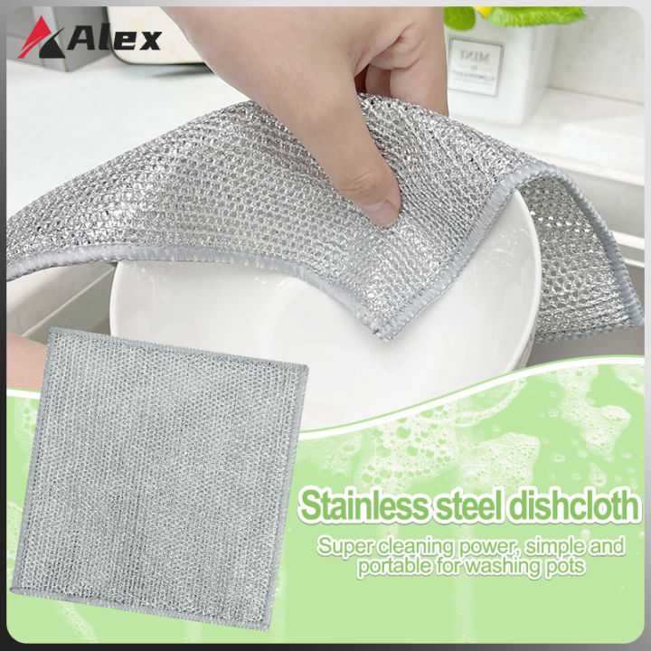 1Pcs Steel Wire Dish Towel Kitchen Cleaning Cloth Rust Removal ...