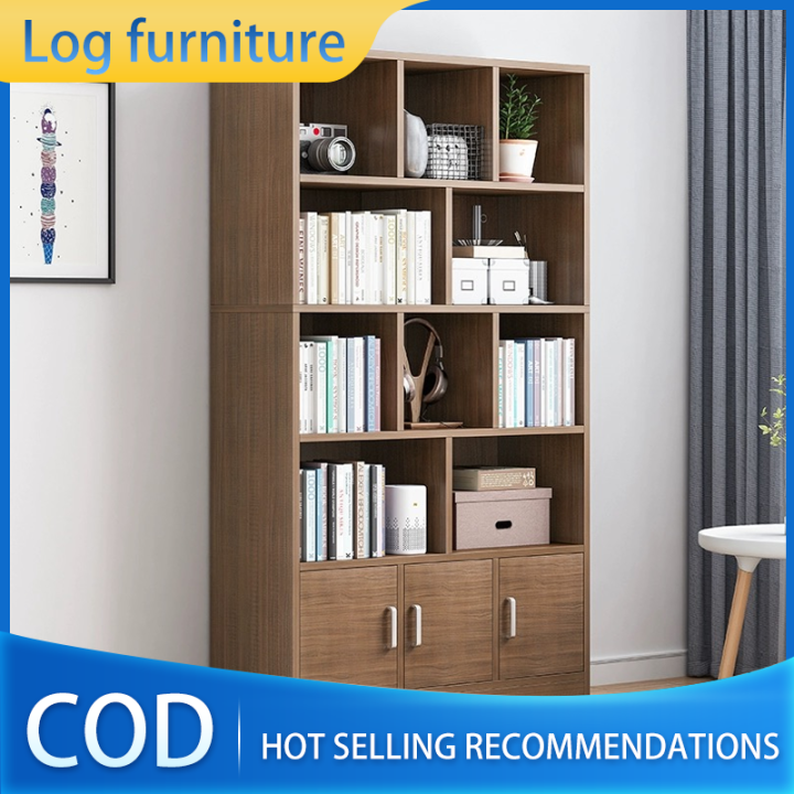 Large Capacity Bookshelf Organizer Wood Rack Bookcase Drawer Storage ...