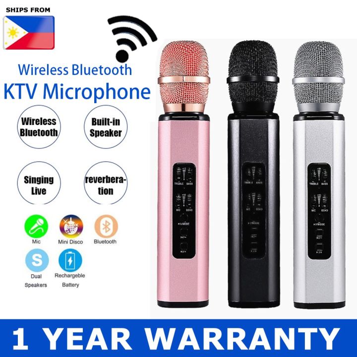 Wireless Bluetooth Karaoke Microphone Stereo Mic KTV Speaker Music ...