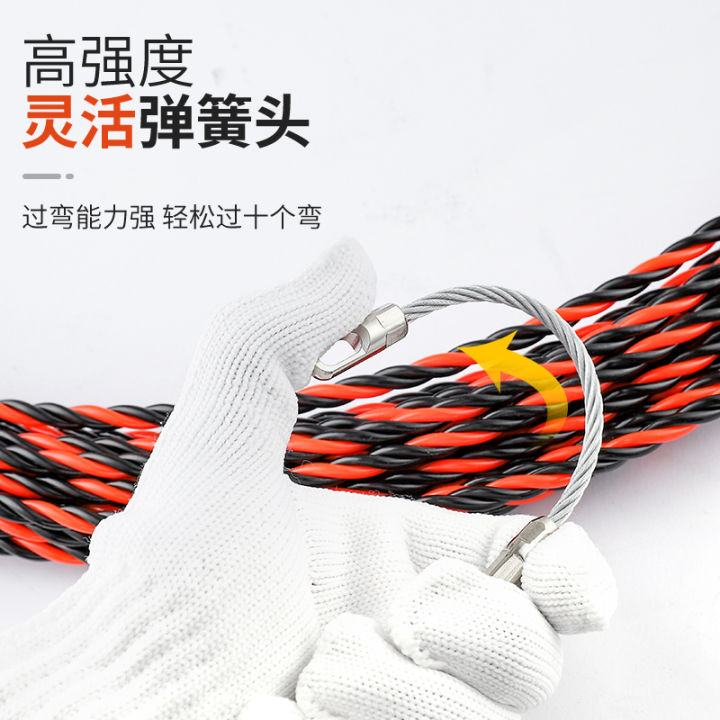 Electrician threading artifact cable leader concealed pipe concealed ...