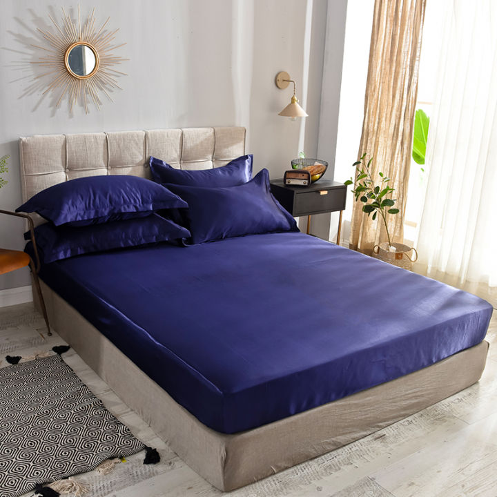 Silk Satin Cadar Queen/King Fitted Cooling Mattress Protector Cover ...