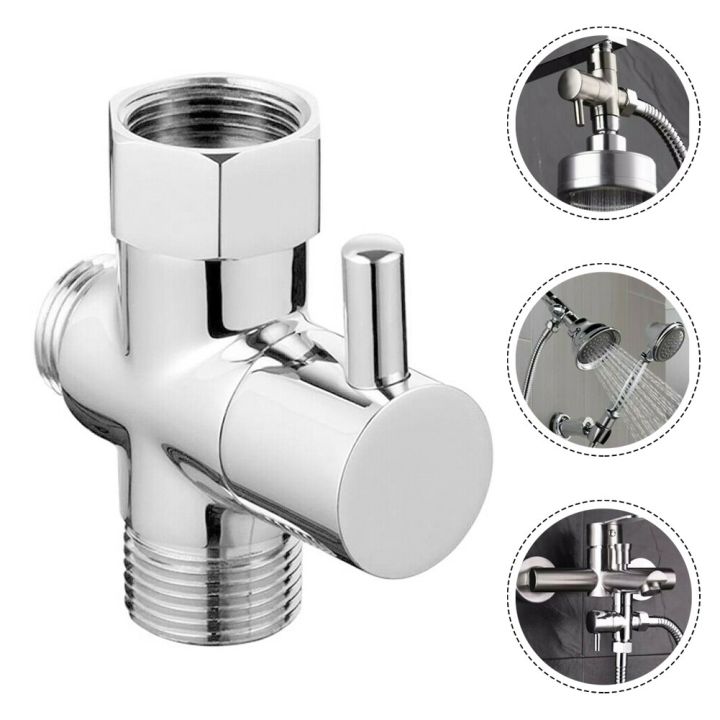 G1 2in 3 Way Brass Diverter Valve T Adapter Converter Chrome For Shower