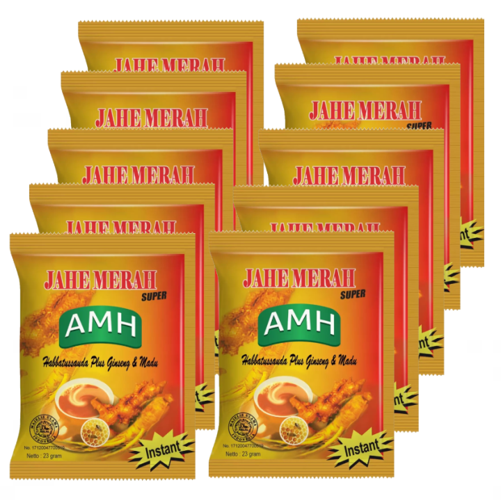 Minuman Herbal Instan 12 Sachet Jahe Merah Super AMH Habatussauda Plus ...