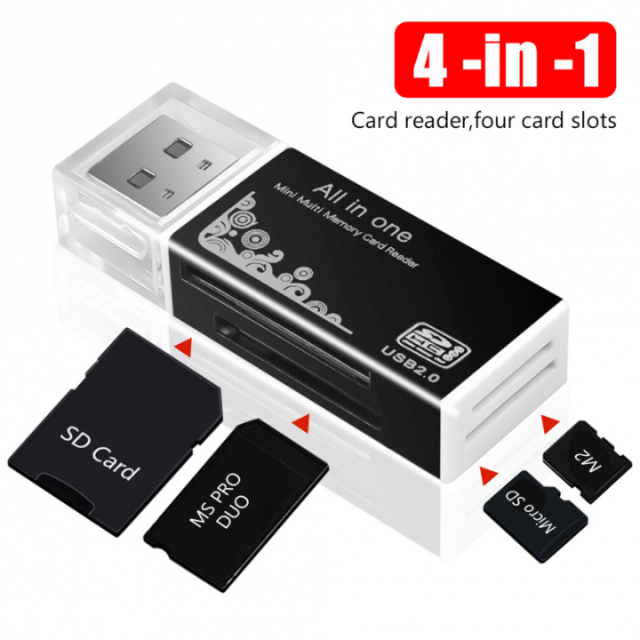 4 In 1ไมโครการ์ด SD อะแดปเตอร์สำหรับตัวอ่านเอสดีเฮชซีเอ็มเอ็มซี USB SD ...