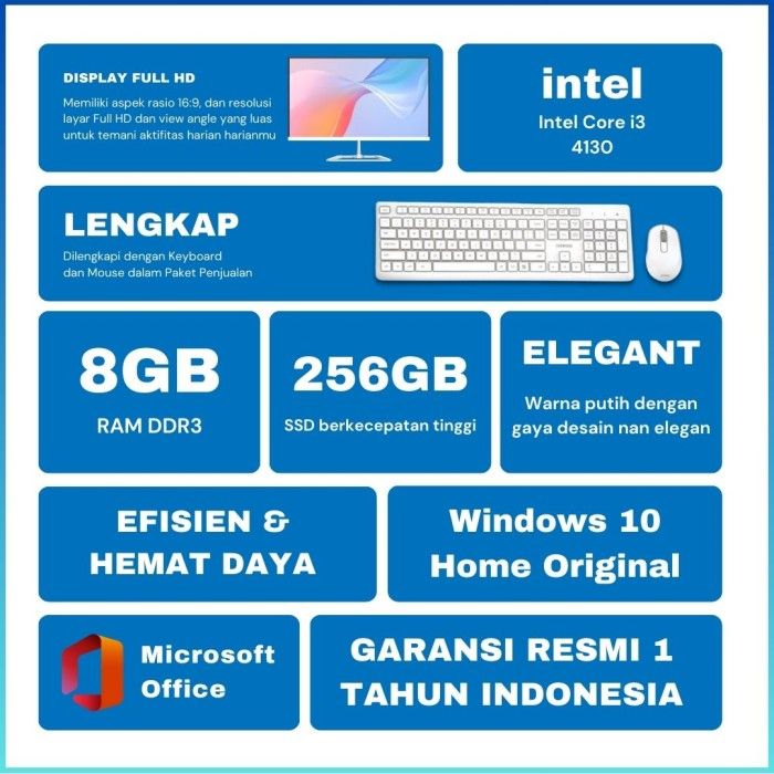 KOMPUTER FULL SET PC ALL IN ONE i3 / i5 / i7 GENERASI KE-4, 8GB, 256GB ...
