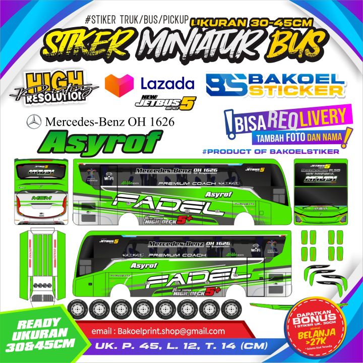 Stiker Miniatur Bus Po. Asyrof uk.30-45cm #2 | Lazada Indonesia
