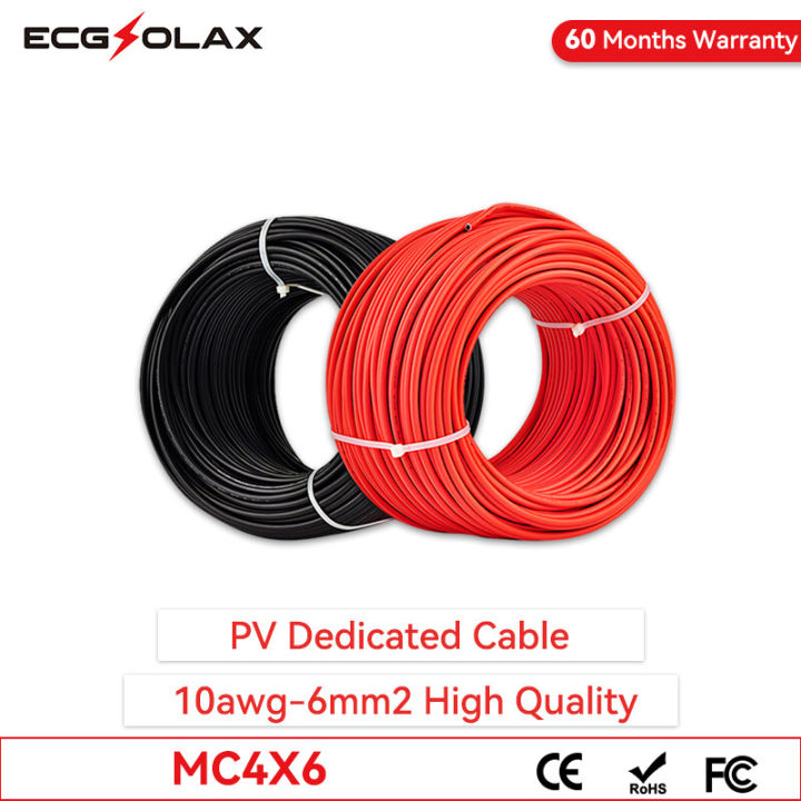 ECGSOLAX Solar Cable 10AWG Black or Red 17M 20M 30M twin-core DC Power ...