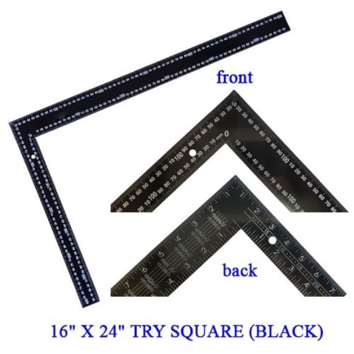 16" X 24" BLACK TRY SQUARE RULER SESIKU ANGLE TRY SQUARE L SHAPE RULER ...