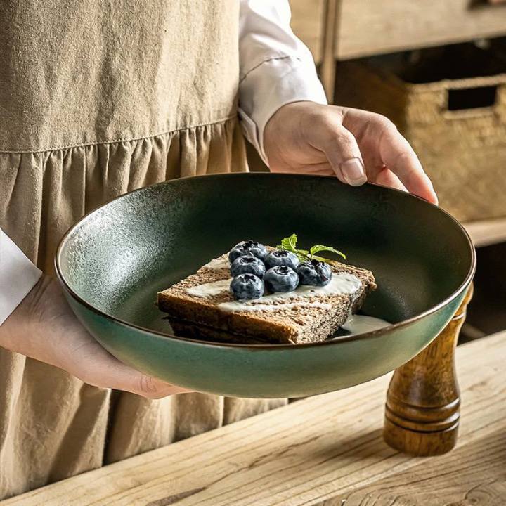 Kitchen Plus 9 inch Speckled Ceramic Stoneware Deep Plate Pasta Bowl ...