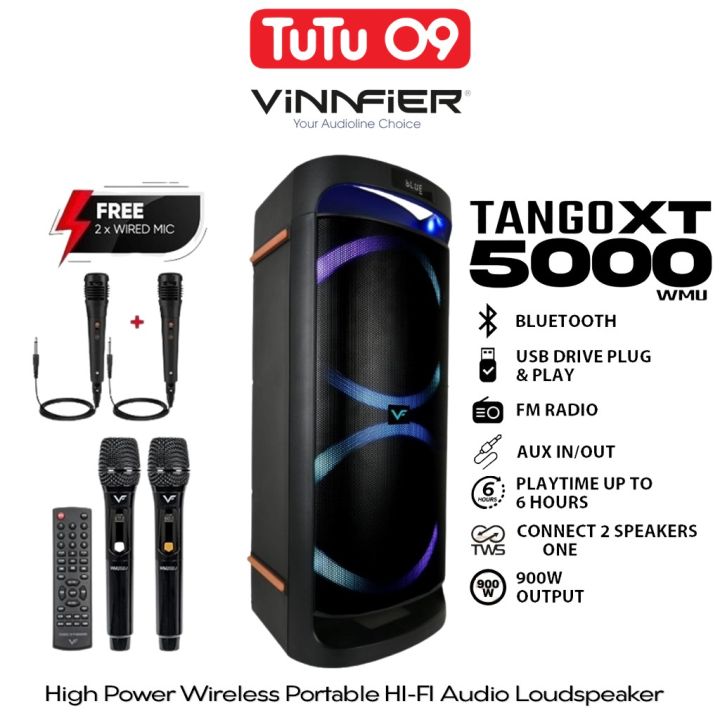 Vinnfier TANGO XT5000 WMU 900W Bluetooth Portable HI-FI Loud Speaker ...