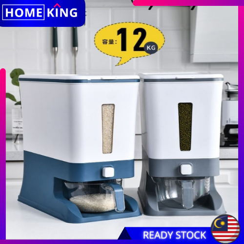 HOMEKING 12KG Rice Storage Kitchen Tupper Tech Ware HOME Rice Dispenser ...