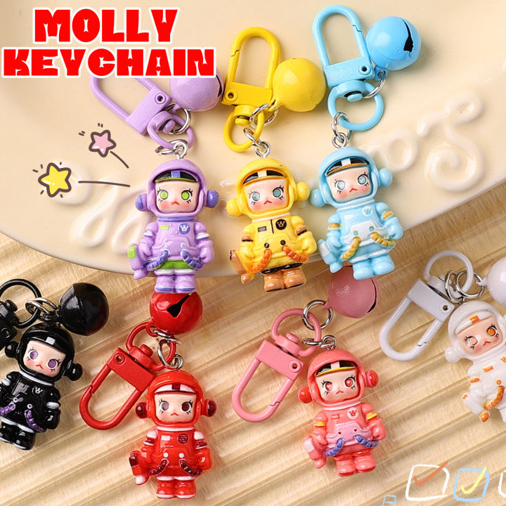 Cartoon POP MART Space Molly Keychain Cute Astronaut Resin Pendant Backpack Hanging Ornaments ...