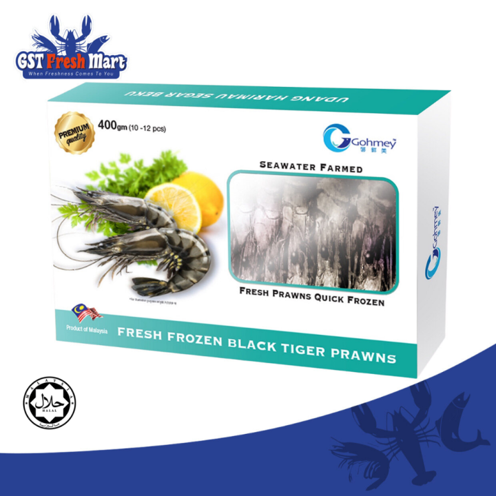 GST GOHMEY FROZEN RAW TIGER PRAWN SIZE 26/30(10-12PCS) 400GM/PKT 冷冻老虎虾 ...