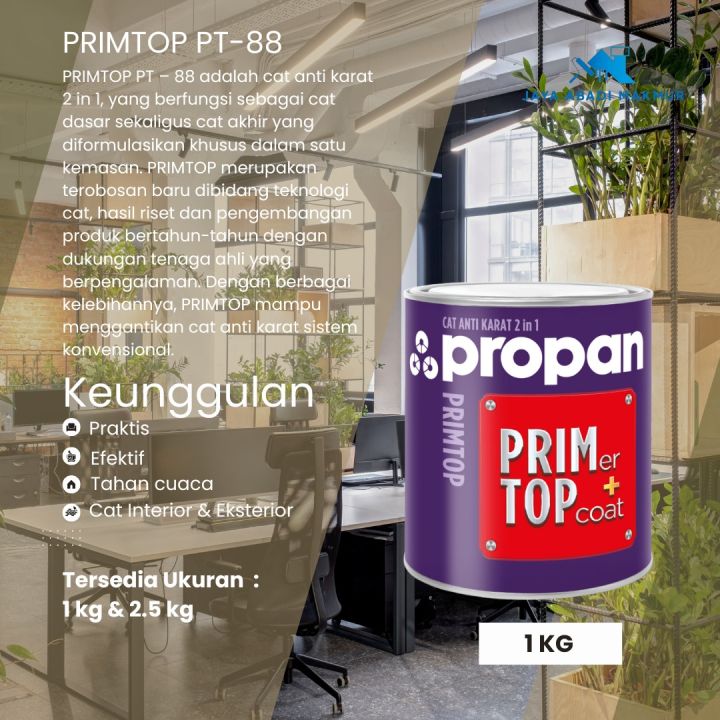 Propan Primtop 88 1 kg / Cat Besi Anti Karat 2 in 1 Primer and Top Coat / Warna Custom / Propan ...