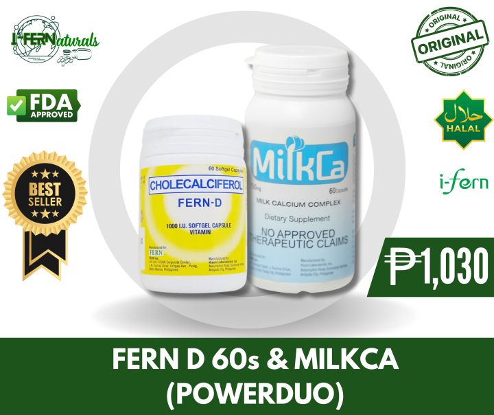 Vitamins IFern power duo MILKCA Calcium + Vitamin D3 Cholecalciferol Fern D 60 softgels fresh ...