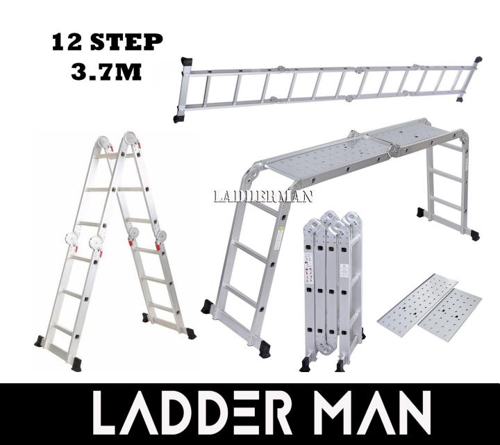 M37MLWP 12 STEP MULTIPURPOSE ALUMINIUM LADDER WITH WALKING PLATFORM 3 ...