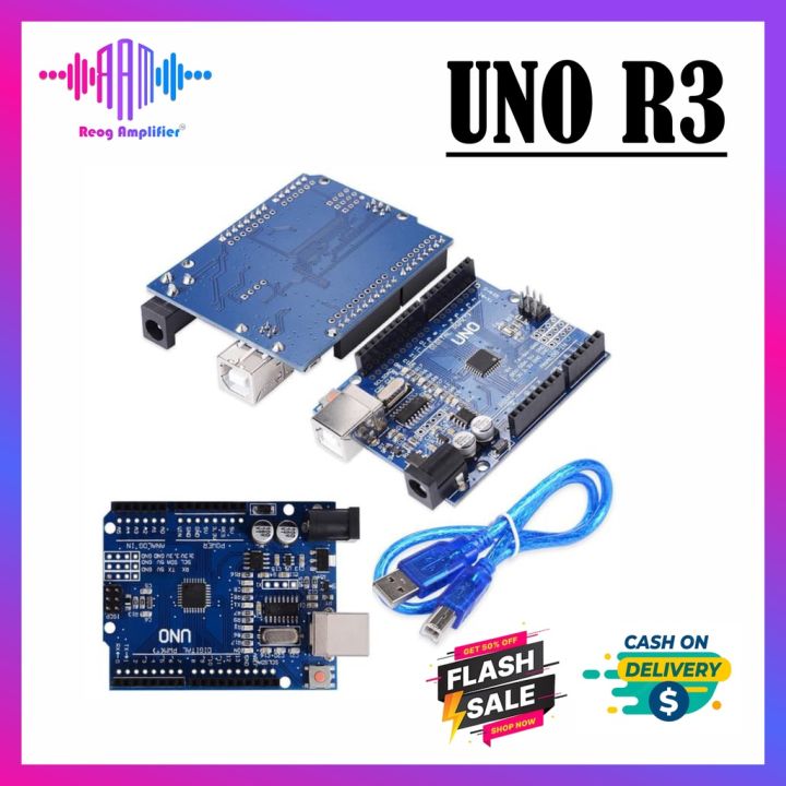 UNO R3 ATMEGA328P ATMEGA 16U2 COMPATIBLE BOARD + USB CABLE | Lazada ...