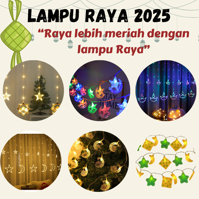 【ShopWithJoy】Lampu Raya Ketupat Bulan Bintang Solar Bateri Lampu Raya ...