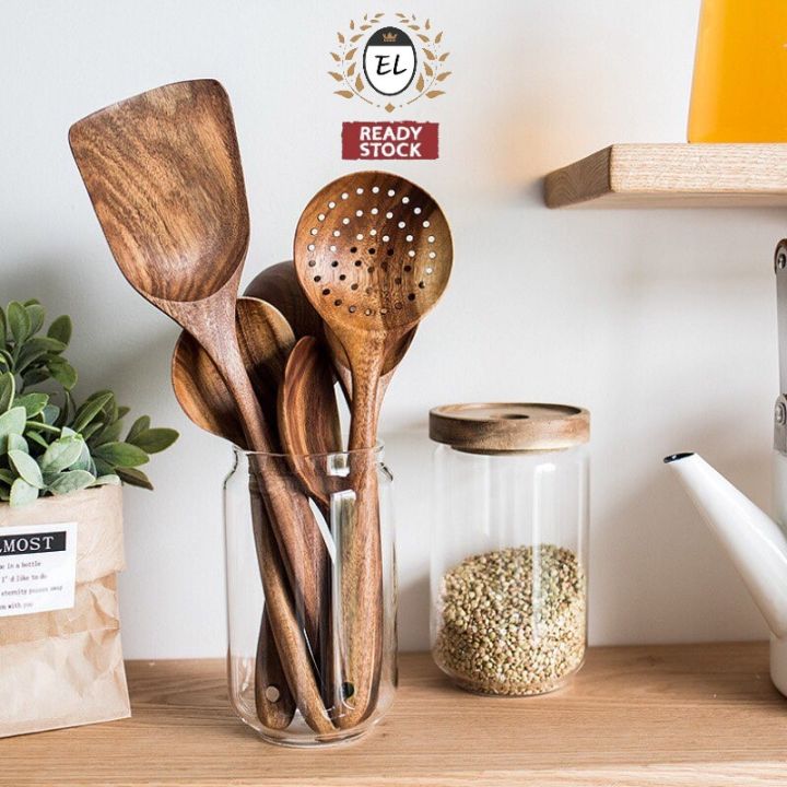 ThaiTeak Kitchen Utensil 🔥Ready Stock🔥 Cooking Mixing Wooden Spatula ...