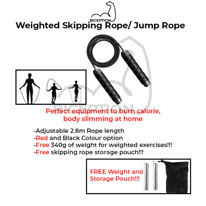 [Biception] Adjustable Weighted Skipping Rope/ Jump Rope/ Tali Lompat ...