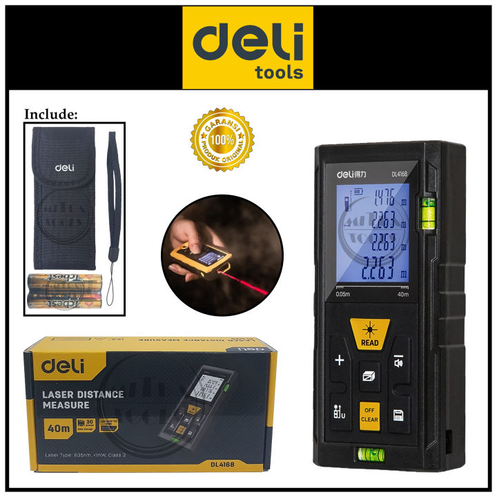 DELI Laser Rangefinders 40M / Meteran Laser Digital 40 Meter Alat Ukur ...