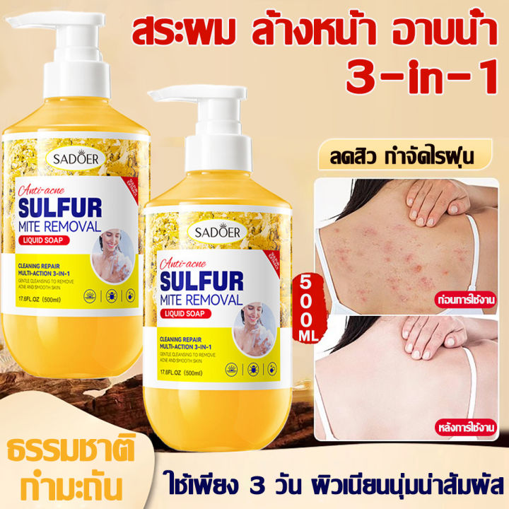 【3-in-1 ล้างหน้า อาบน้ำ สระผม】เจลอาบน้ำ Sulfur Shower Ge 500ML ครีม ...
