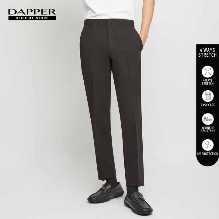 DAPPER กางเกงทำงาน รุ่น 4 Ways Stretch ทรง Slim-Fit สีดำ (8 Sizes) | Lazada.co.th
