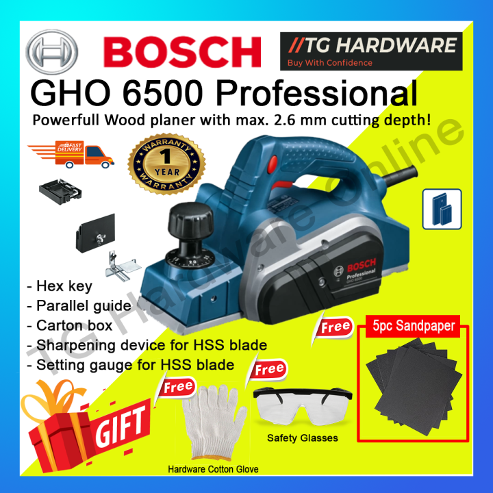 ⚡Bosch GHO 6500 Wood Planner 650w Machine Ketam kayu⚡| Extra Free Gifts ...