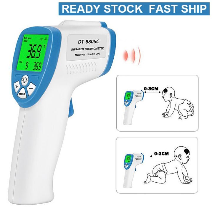 Non-Contact Infrared Thermometer Forehead Body Temperature with Fever ...