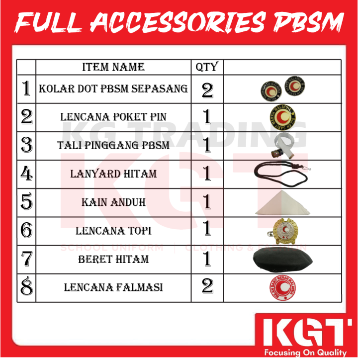 FULL SET ACCESSORIES PBSM PERSATUAN BULAN SABIT MERAH AKSESORI LENGKAP ...