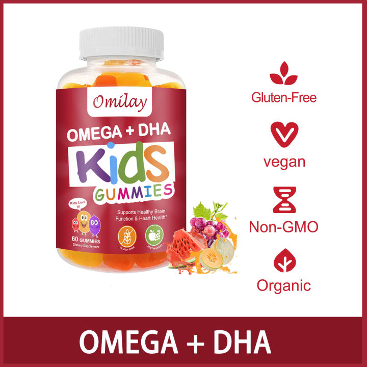 Omilay OMEGA DHA for Kids Gummies Vitamins C Probiotics Zinc for Brain ...