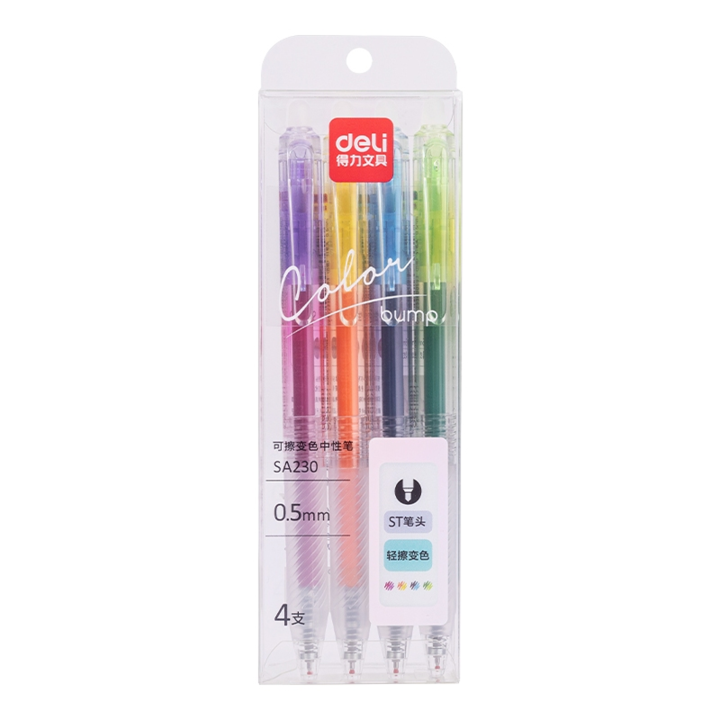 Deli Retractable Color Changing Gel Pen 0.5mm 4pcs/pack SA230 | Lazada PH