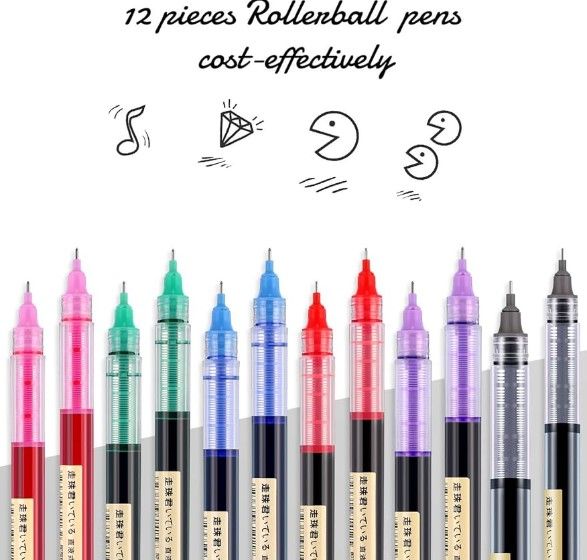 12Colors Gel Pen 0.5mm Colorful Roller Pen Blue Black Color Dry Fast ...