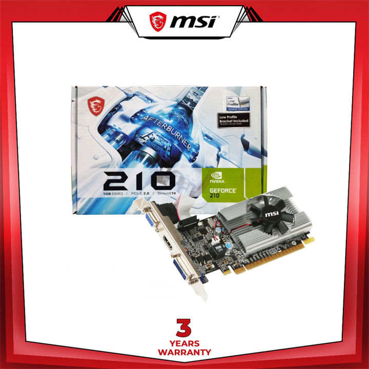MSI GeForce N210-1GD3 1024 MB DDR3 PCI-Express 2.0 Low Profile Graphics Card, DirectX 10, 64-Bit ...