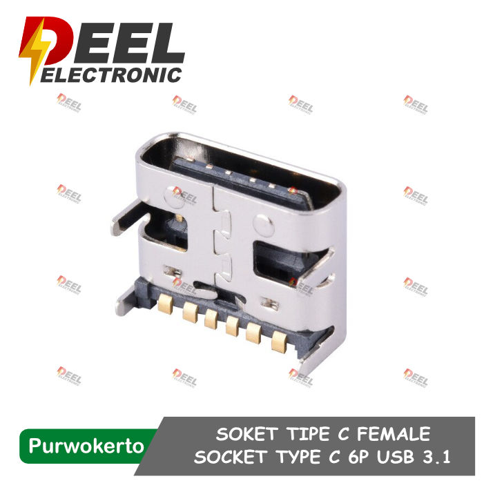 SOKET USB TIPE C FEMALE SOCKET CONNECTOR USB TYPE C FEMALE 6P USB 3.1 ...