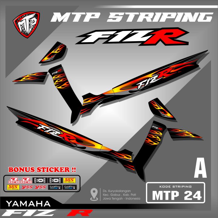 MTP STRIPING - STIKER SEMI FULL YAMAHA FIZ-R DESAIN FLAME API KEREN ...