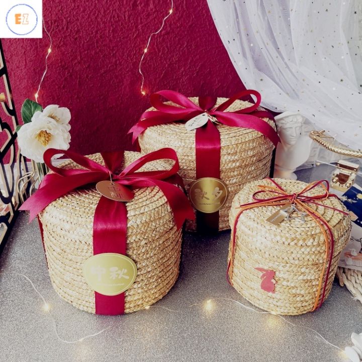EZ Japanese hand-woven basket Desktop sundry storage basket with cover ...