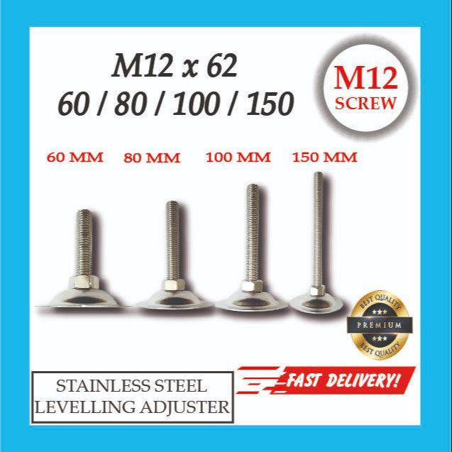 M12 ADJUSTABLE LEVELING STAND STAINLESS STEEL BASE FLOOR MOUNTED ...