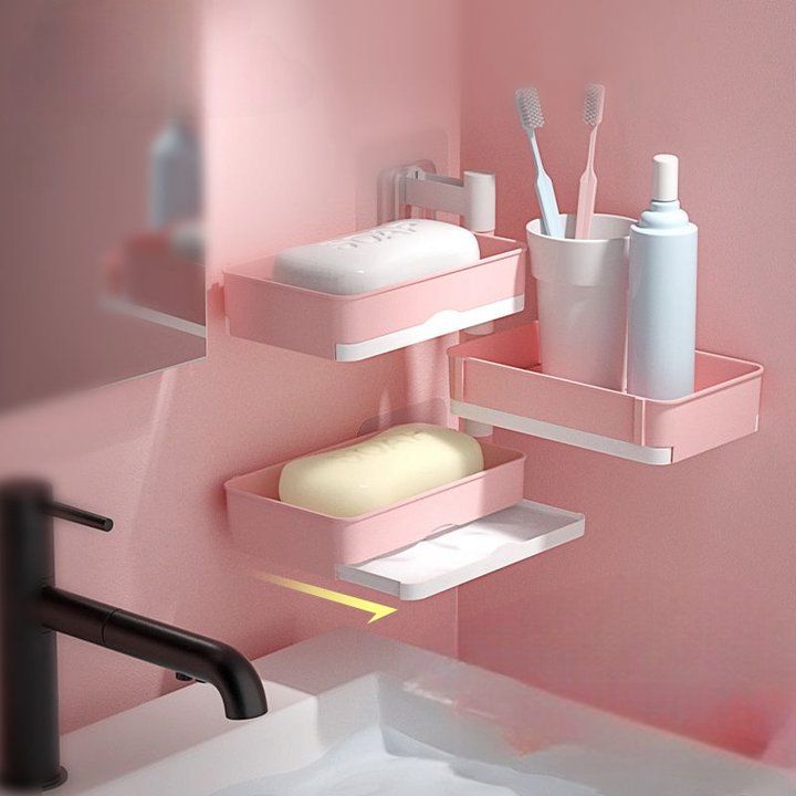 JL 3 Layer Wall Mounted Drilling Free Soap Holder Soap Organizer Soap ...