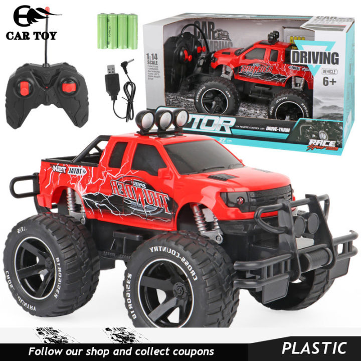 CAR TOYS 1Pcs 1 14 RC Car Off Road Monster Truck High Speed Remote Control Big Wheel Rechargeable 4x4 Bumper Bar Jeep Pickup LED Lazada Lazada PH